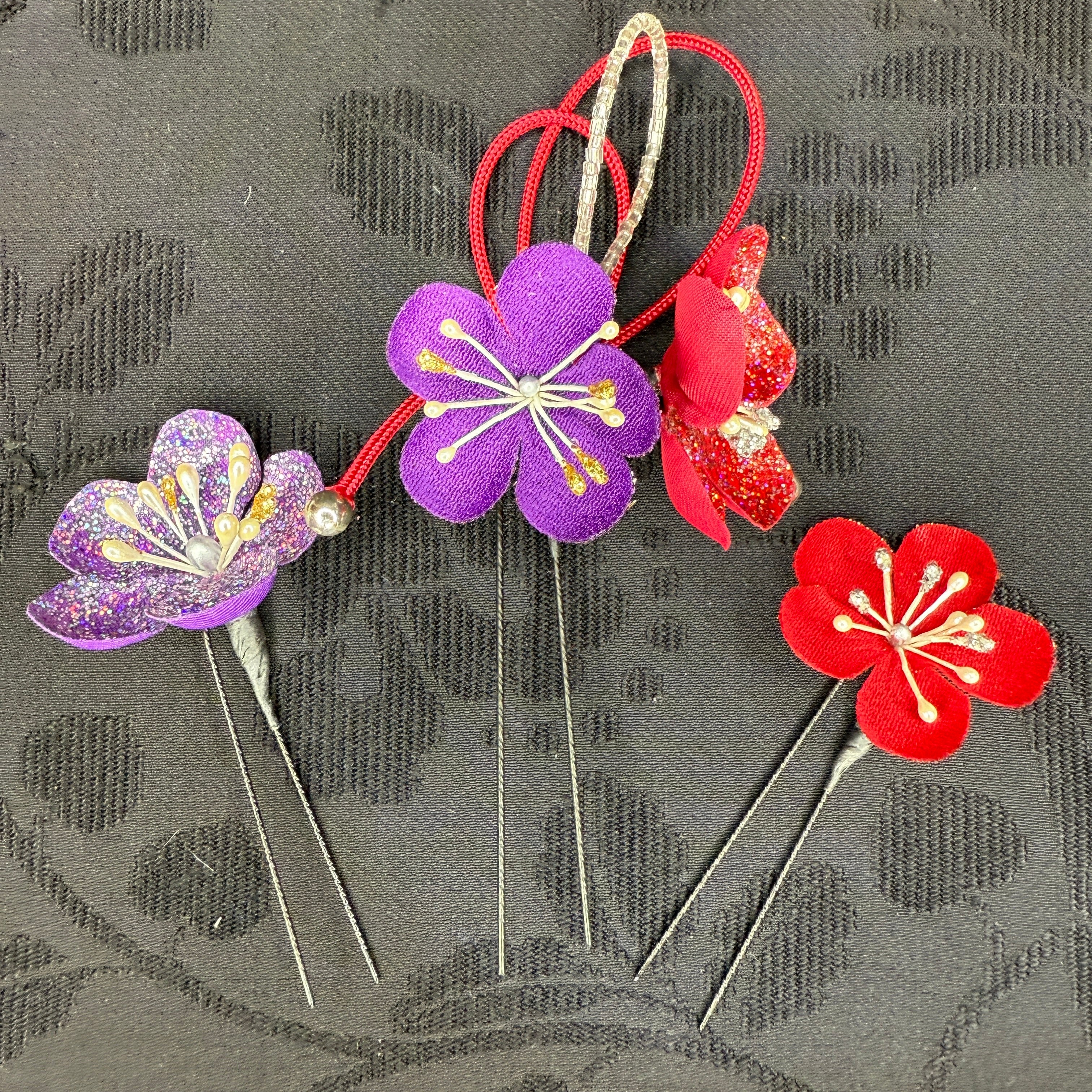 "Starlight Plum" Vintage Kanzashi Hair Pins – Kyoto Kimono